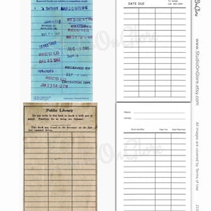 Antique Library Card Kit. Vintage Used & Blank Library Cards, Words ...