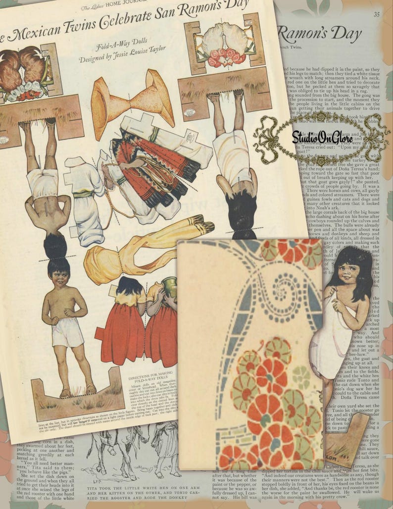 1922 Paper Doll Collage Sheet, Vintage Magazine Ephemera (digital ...