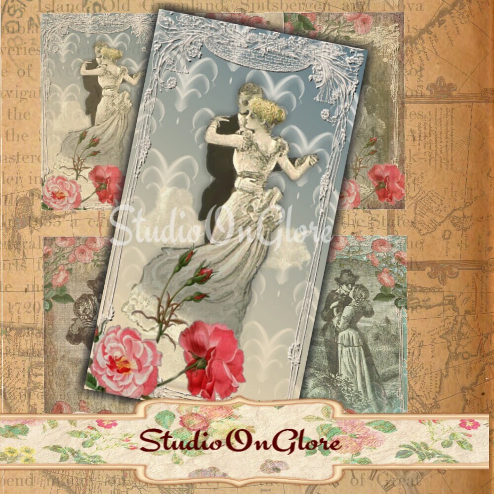 Vintage Romantic Couples 6 Gift Tags Digital Ephemera for - Etsy