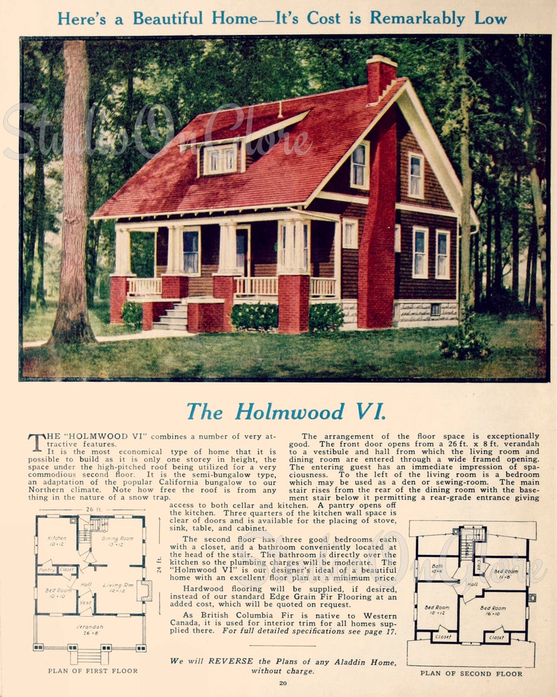Antique House Plan Kit. 8 Vintage Mail Order House Plan Catalog Pages ...
