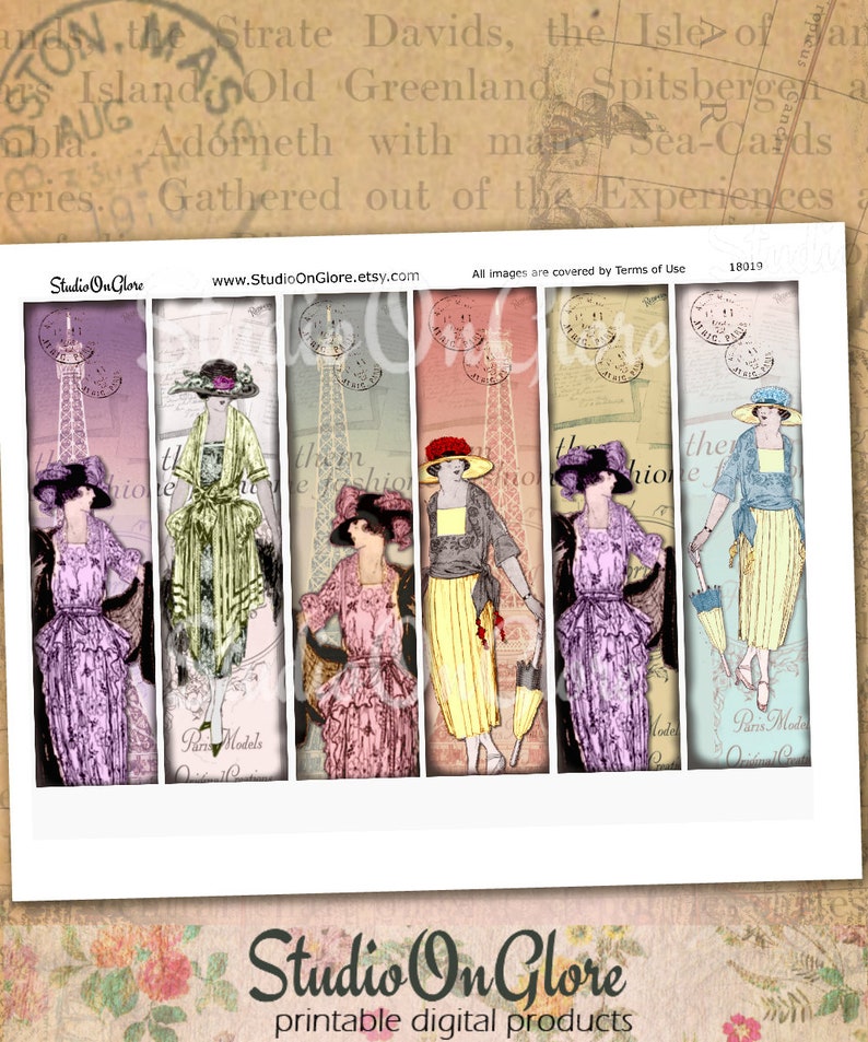 1920's Harpers Bazaar 6 Vintage Fashion Bookmarks for - Etsy