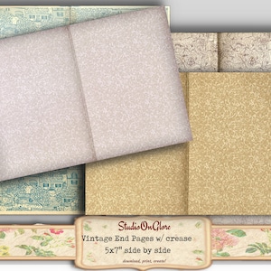 Paper Pack: Vintage Bookbinding Endpapers. 5x7" Side by Side Endpages ...