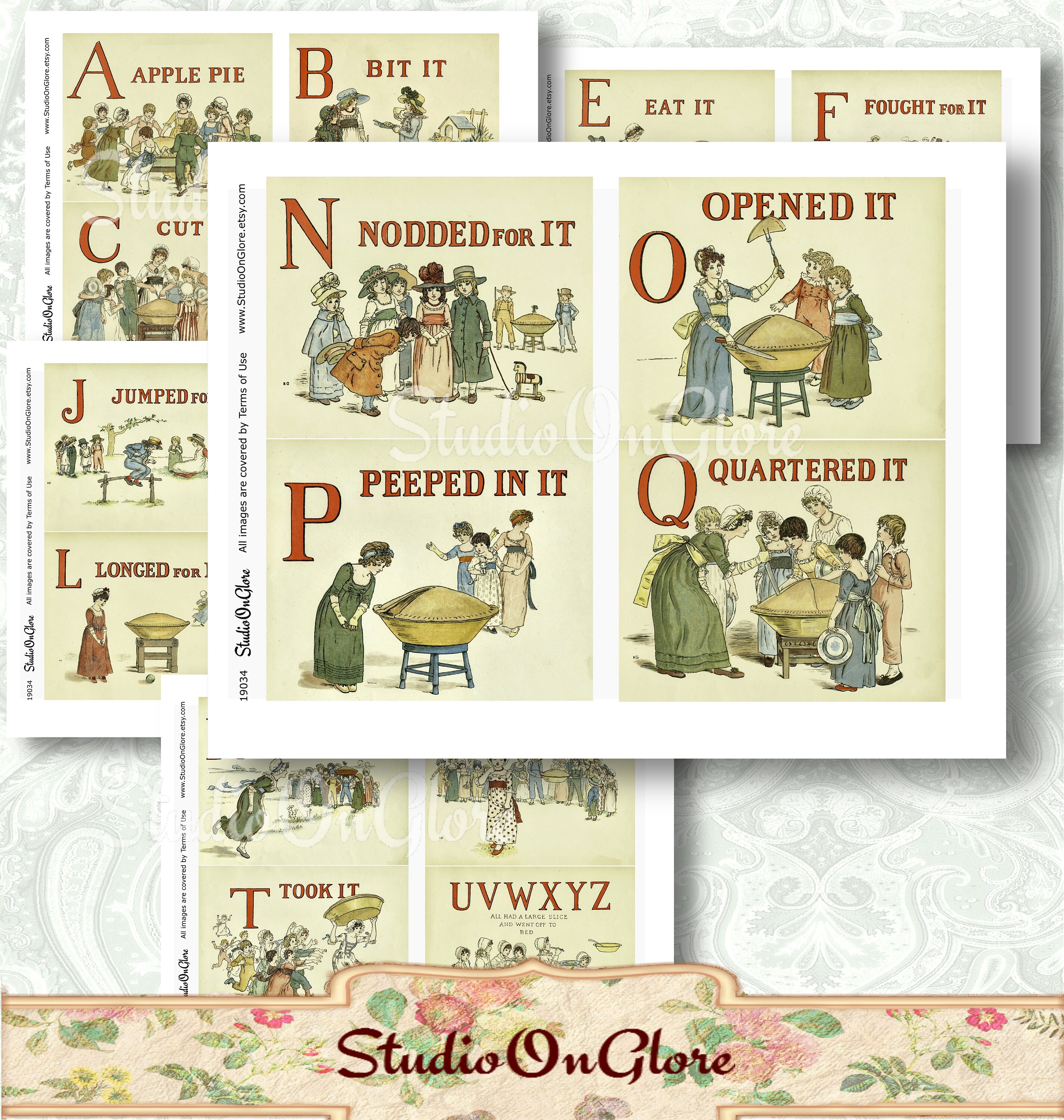 Vintage Nursery Rhyme Printable. 5-sheet Paper Pack. Twenty | Etsy