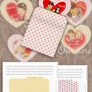 Retro Valentines, Printable Cards in 2 Variations With 3 Envelope ...