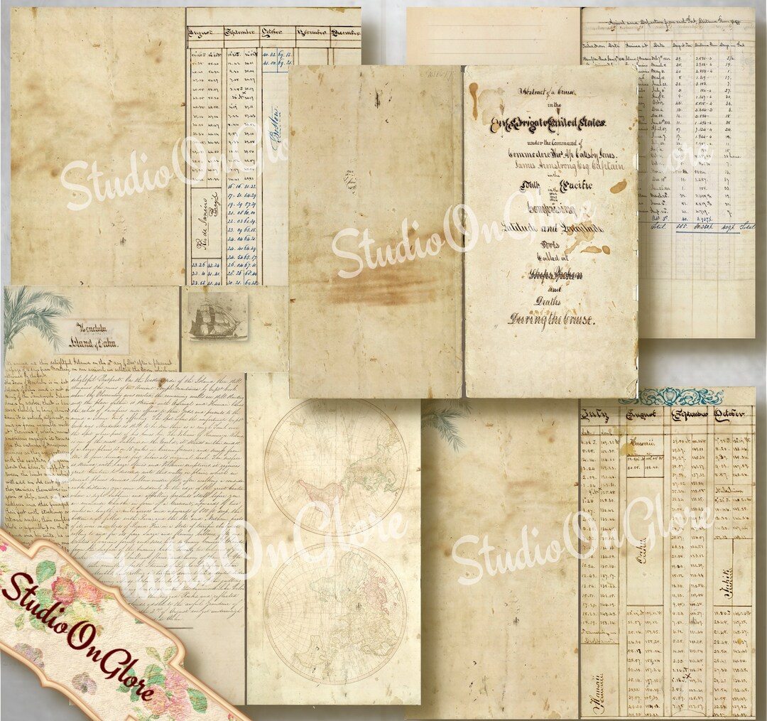 Travelers Notebook Captain's Diary Ephemera Kit. 10 Digital Fauxdori ...