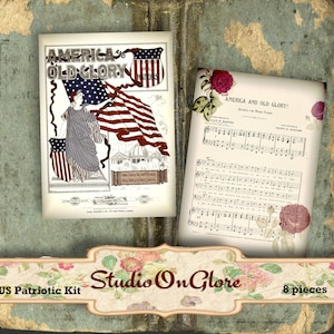 US Patriotic Song Cover and Sheet Music Kit. 8 Pieces Printable ...