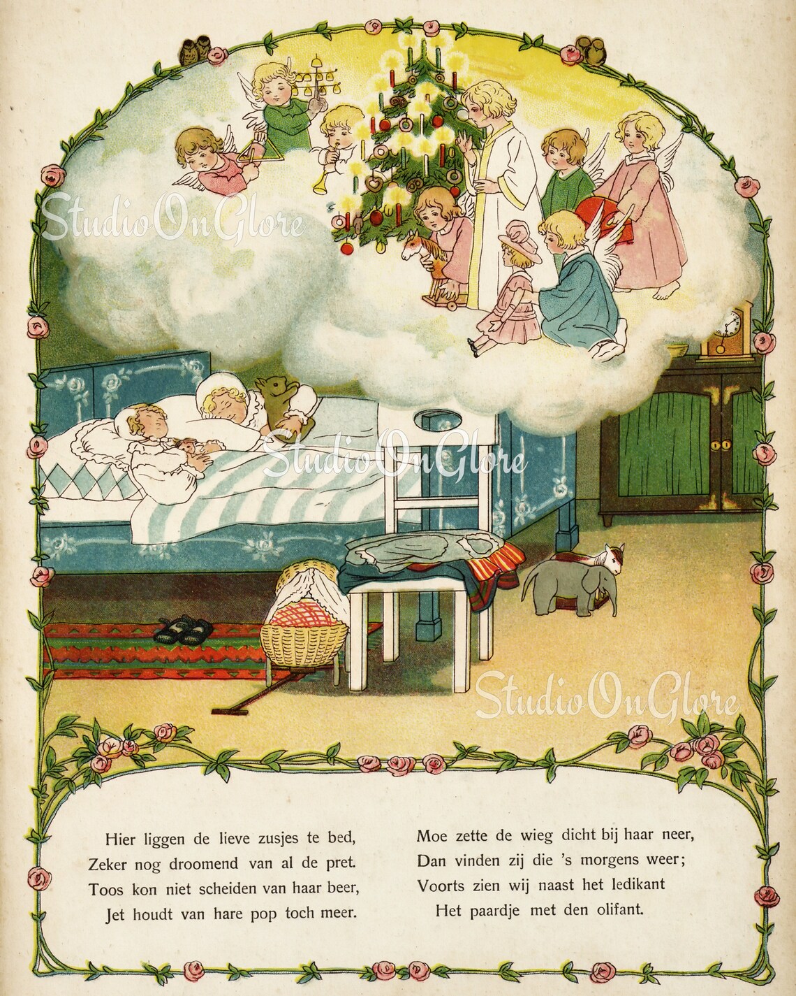 Antique Dutch Christmas Storybook Pages by Ebner - Seven 8x10" Pages ...