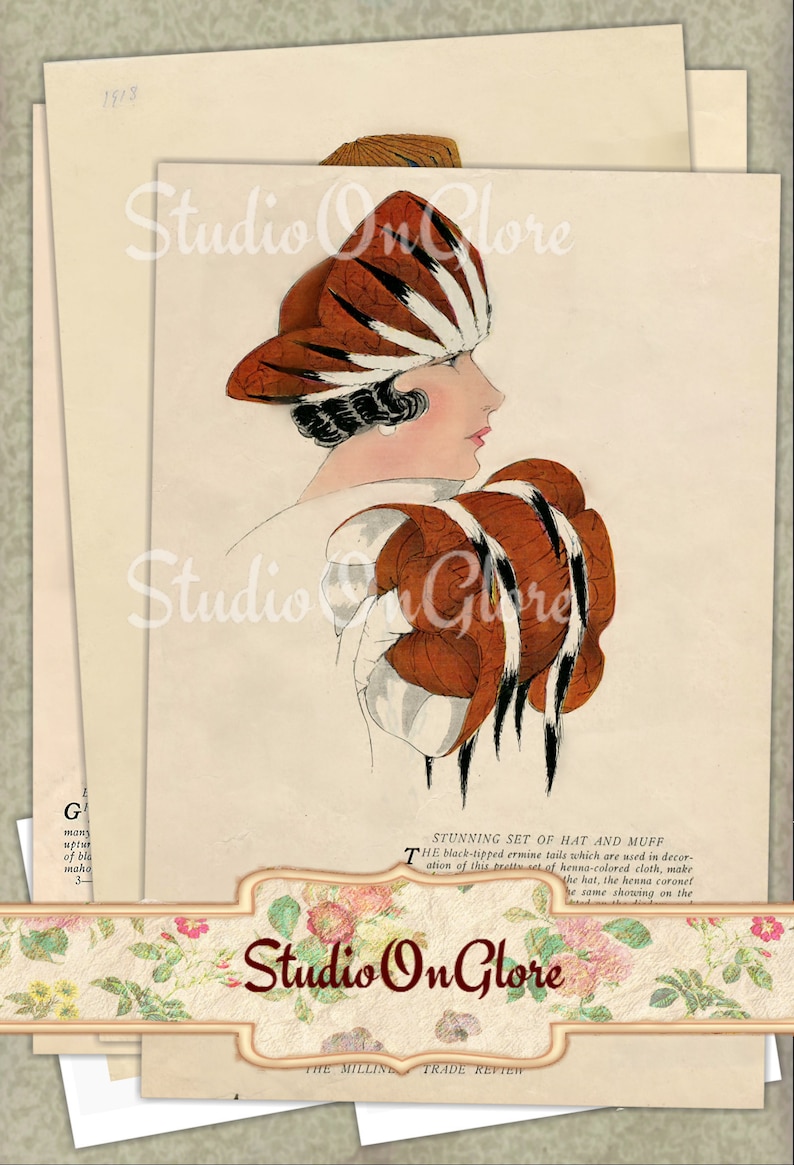 4 Vintage Fashion Plates Hat Sketches Circa 1918 4x6 - Etsy