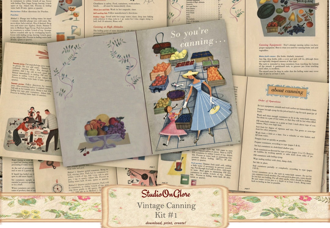 Retro Canning Junk Journal Kit. Digital Vintage Ephemera. - Etsy