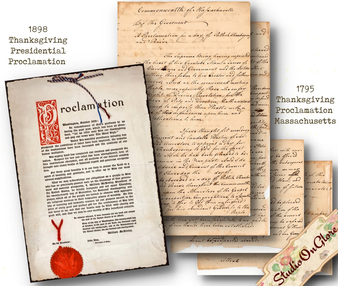 Thanksgiving Proclamations, 4 Digital Handwritten Pages 1 Typed for ...