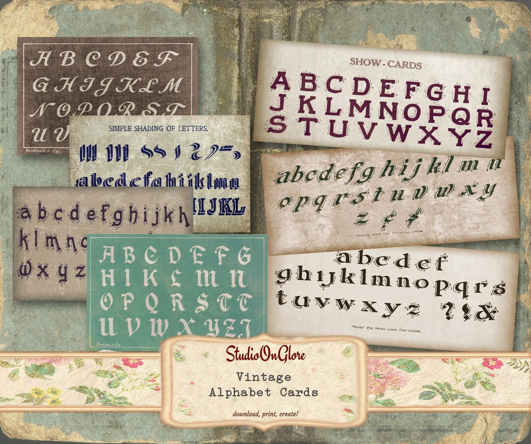 Junk Journal Ephemera Printable Vintage Alphabet Cards for Cardmaking ...