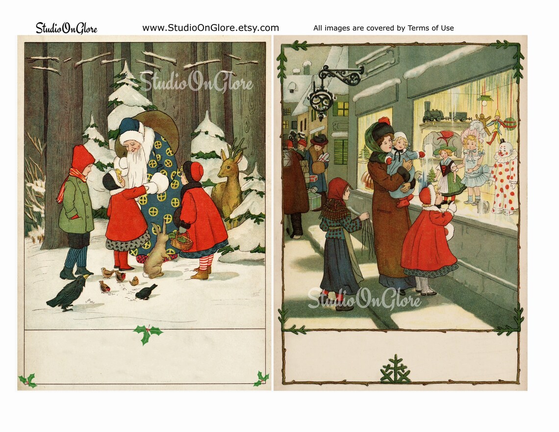 7 Nostalgic Dutch Christmas Storybook Illustrations by Ebner - 5x7 ...