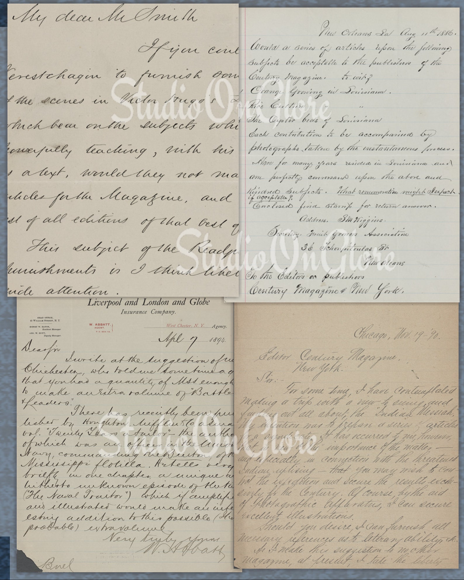 Old Handwriting Antique Script Ephemera. Printable 12-pc Digital Paper ...