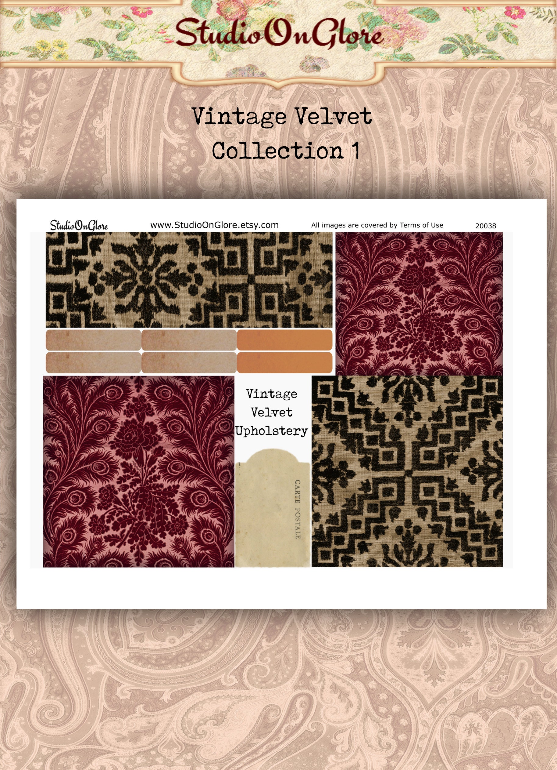 Antique Velvet Collection 5-Sheet PRINTABLE Ephemera | Etsy