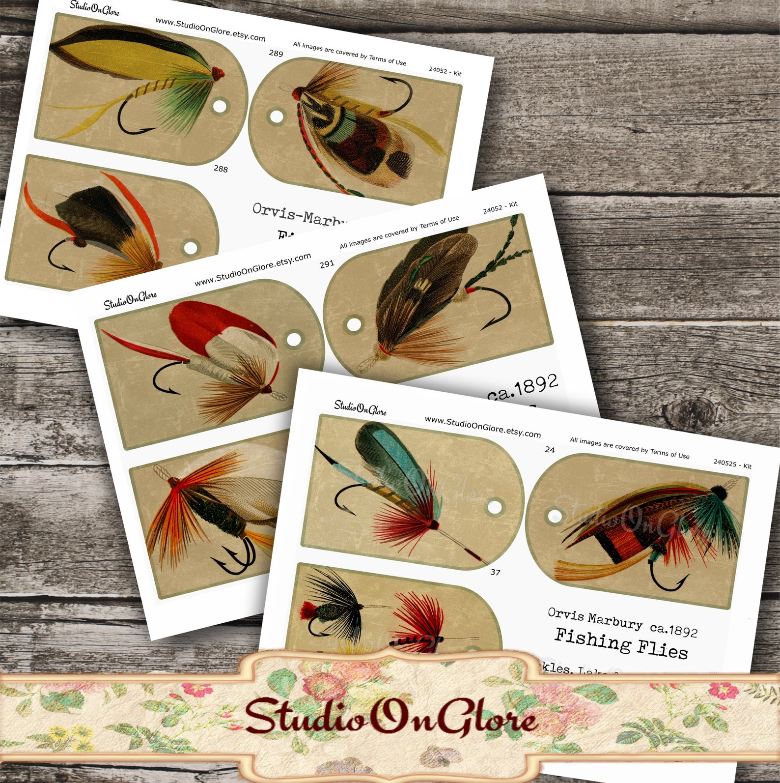 Vintage Fly-fishing Hang Tags. 9 Over-sized Gift Tags. Instant Download ...