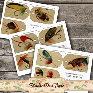 Vintage Fly-fishing Hang Tags. 9 Over-sized Gift Tags. Instant Download ...