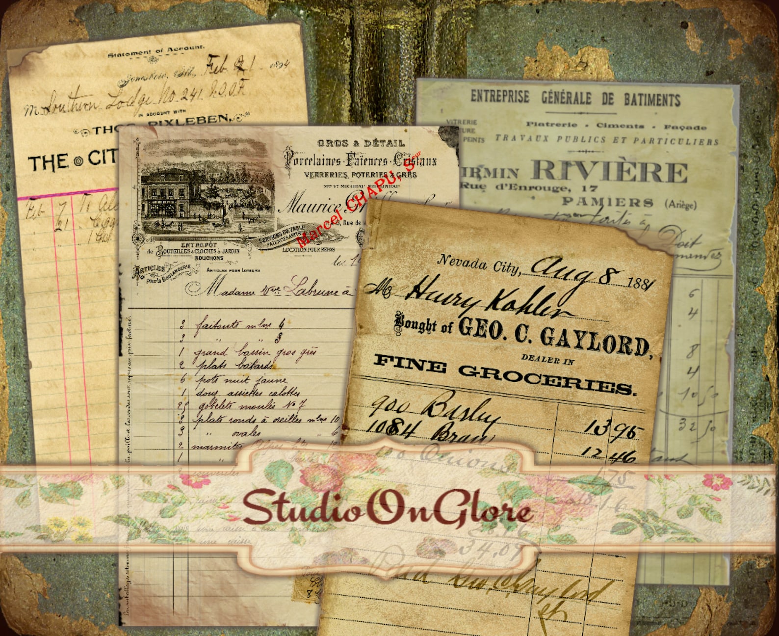 Old Receipts Digital Collage Sheet 8 Antique Printable. - Etsy