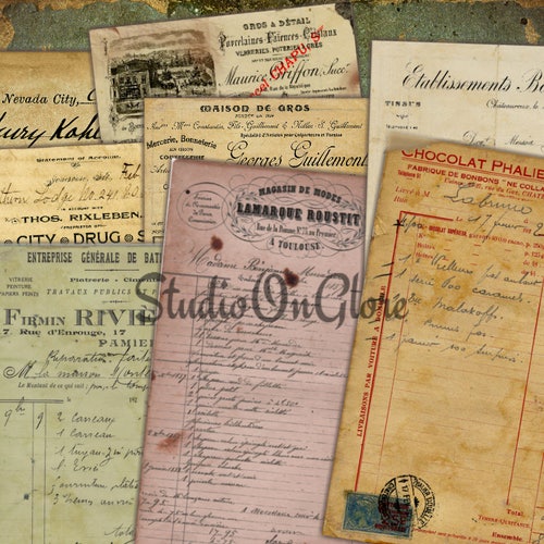Old Receipts Digital Collage Sheet 8 Antique Printable. - Etsy