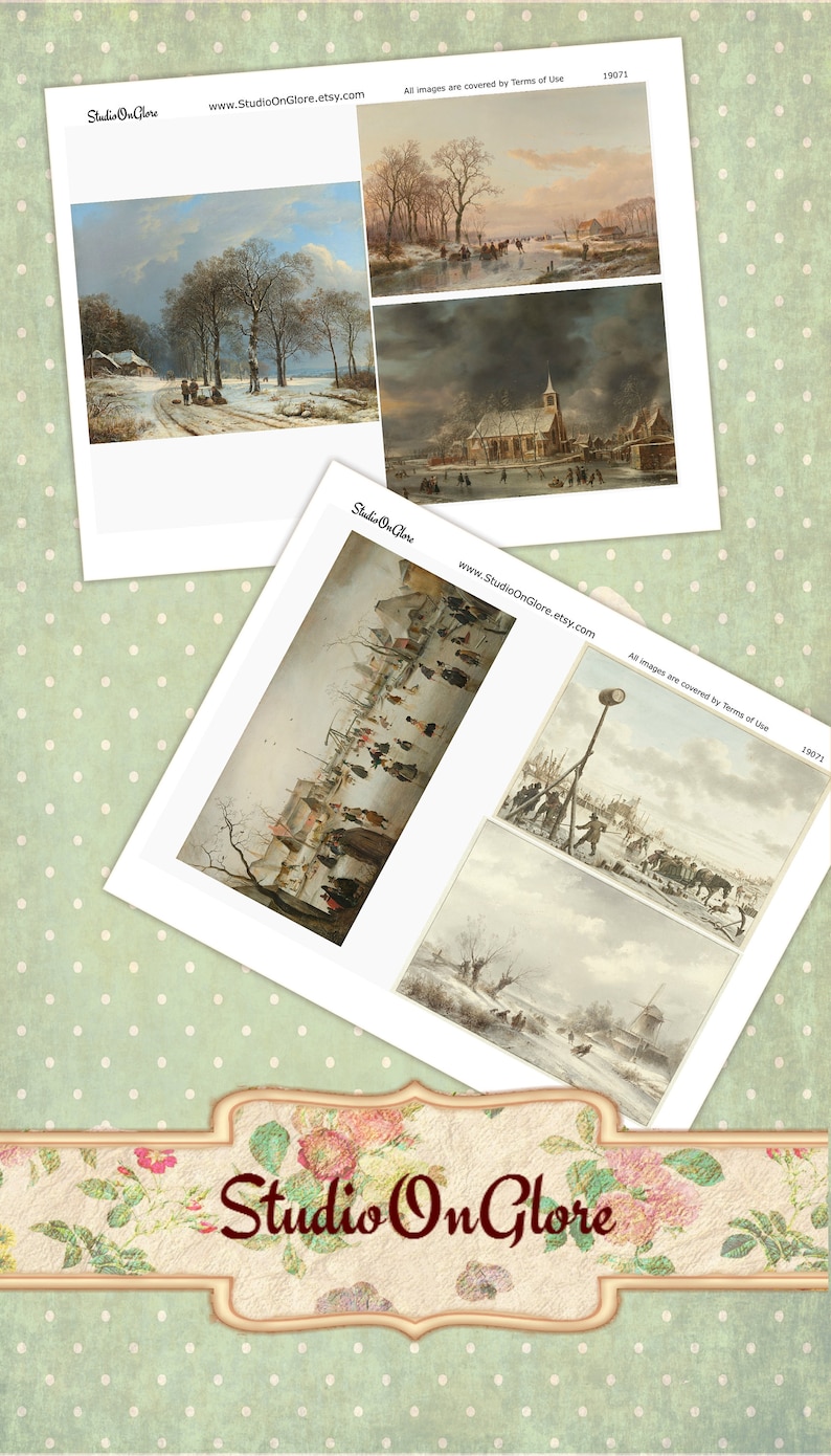Vintage Dutch Winter Scenes 12 Printable Cards & Gift Hang - Etsy