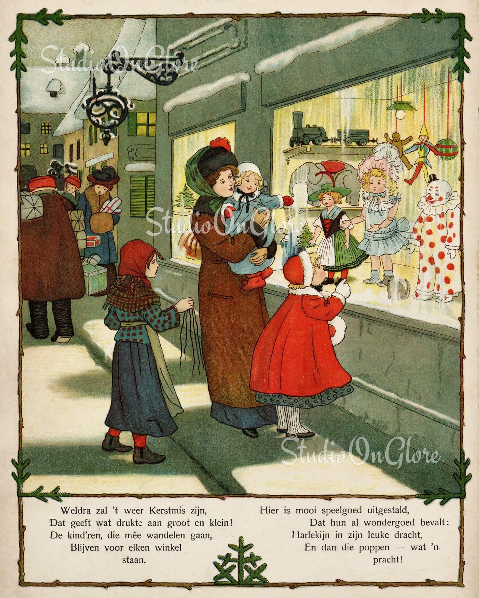 Antique Dutch Christmas Storybook Pages by Ebner - Seven 8x10" Pages ...