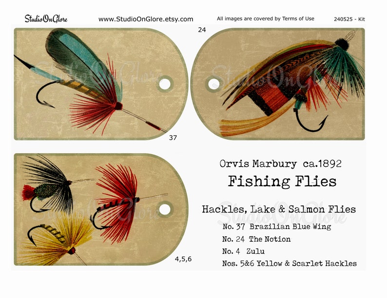 Vintage Fly-fishing Hang Tags. 9 Over-sized Gift Tags. Instant Download ...