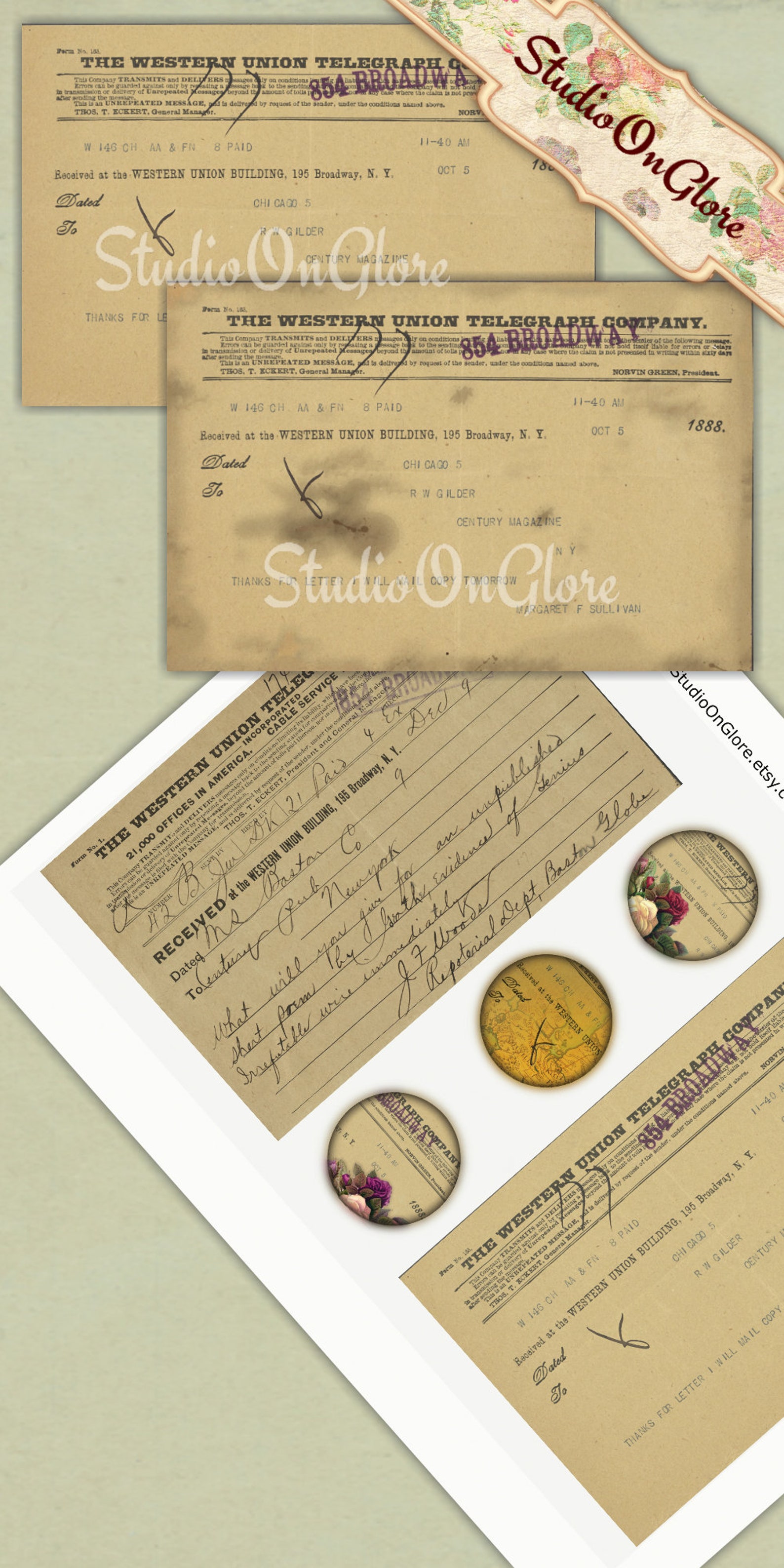 Vintage Telegram Ephemera Kit: 10 Pc Antique Papers on Printable ...