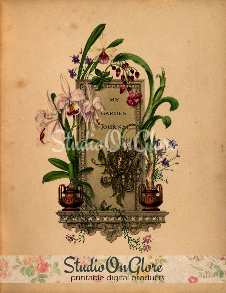 Aged Botanical My Garden Journal Cover Page Single - Etsy