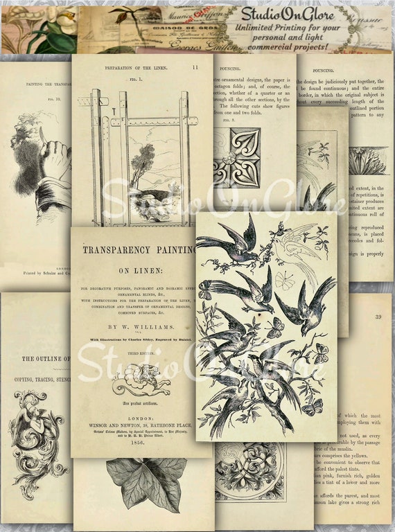 Vintage Book Page Ephemera 11 Sheet Digital Paper Pack: | Etsy