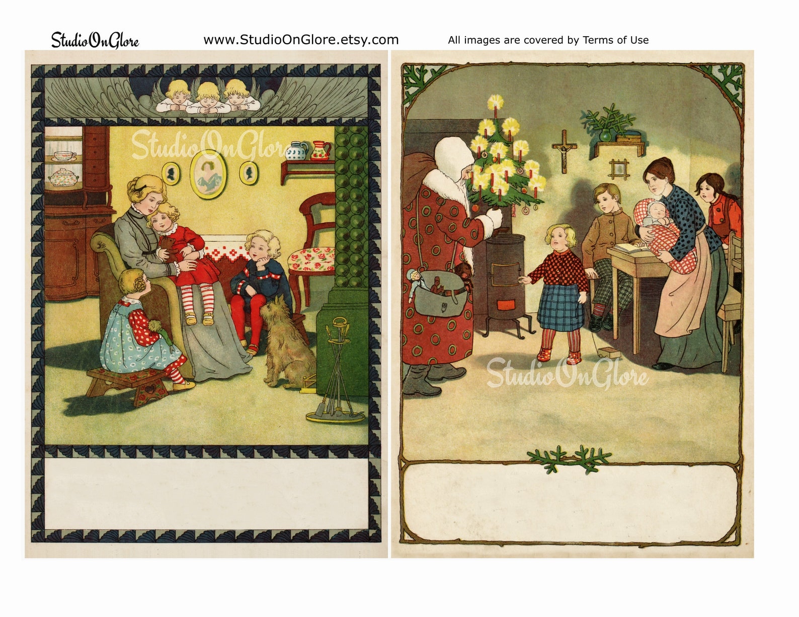 7 Nostalgic Dutch Christmas Storybook Illustrations by Ebner - 5x7 ...