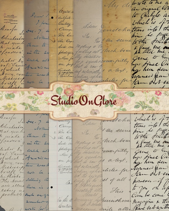Old Handwriting Antique Script Ephemera. Printable 12-pc - Etsy