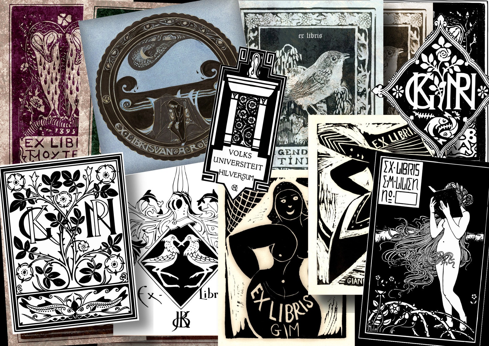 Antique Bookplate Kit: Printable Vintage Collage Sheets 16 - Etsy