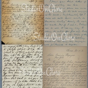 Old Handwriting Antique Script Ephemera. Printable 12-pc Digital Paper ...