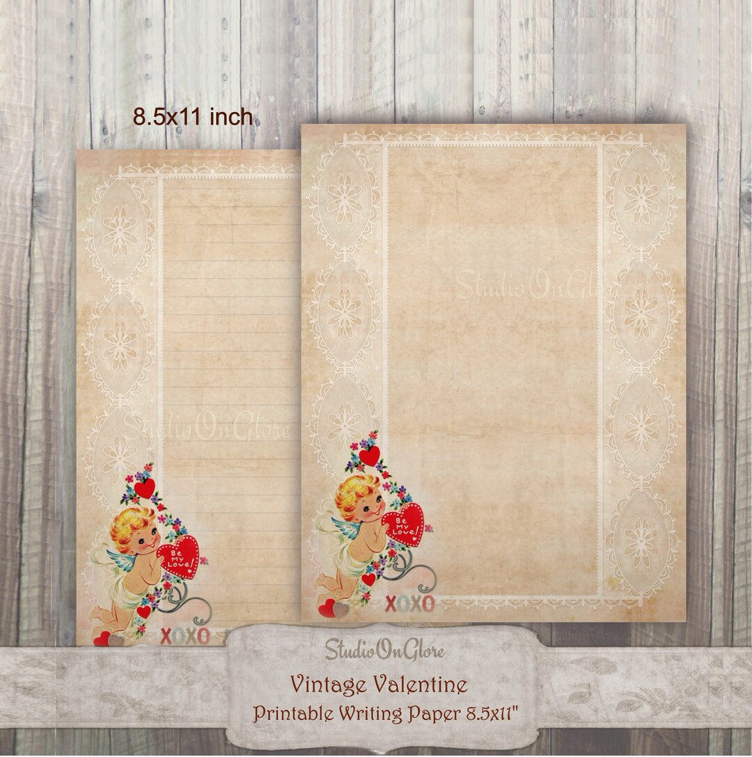 Vintage Valentine Stationery Set | Printable Paper for Letter Writing ...