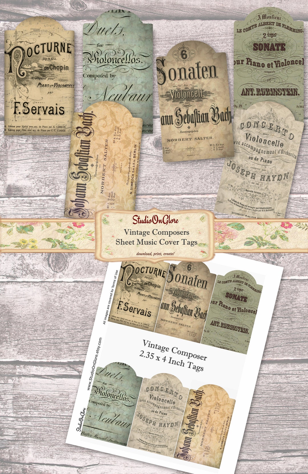 Music Composer Hang Tags to Download and Print - 6 Sheet Music Cover ...