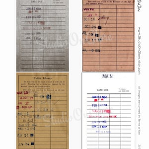 Antique Library Card Kit. Vintage Used & Blank Library Cards, Words ...