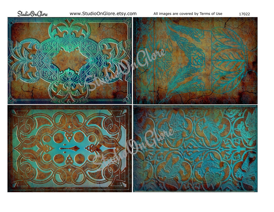 Rust & Patina 4 Digital Collage Sheet Printable Hang - Etsy