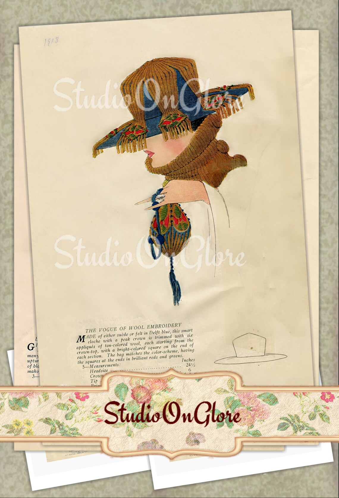 4 Vintage Fashion Plates Hat Sketches Circa 1918 4x6 - Etsy