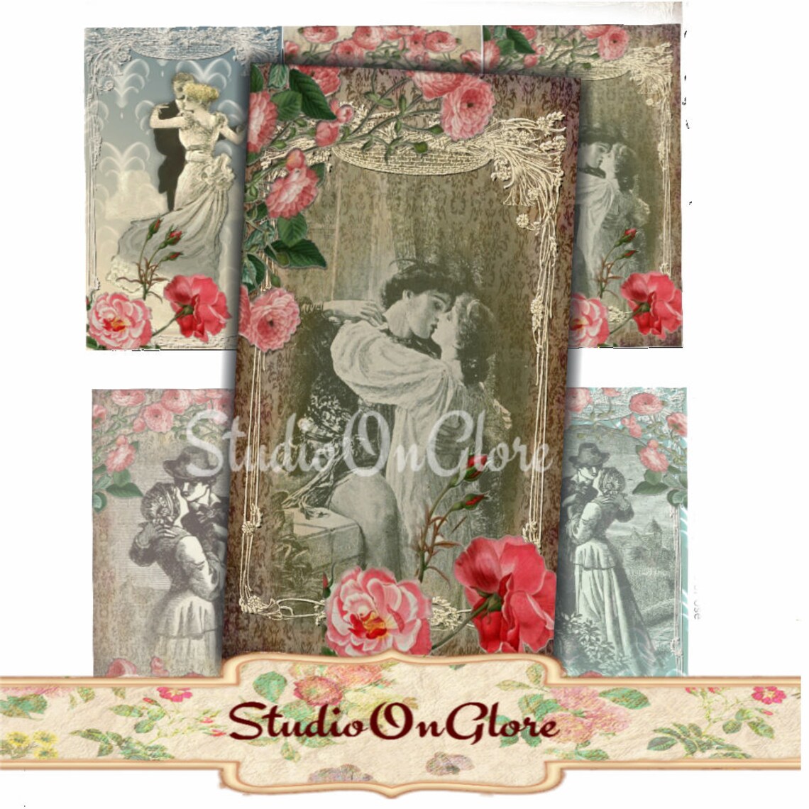 Vintage Romantic Couples 6 Gift Tags Digital Ephemera for - Etsy