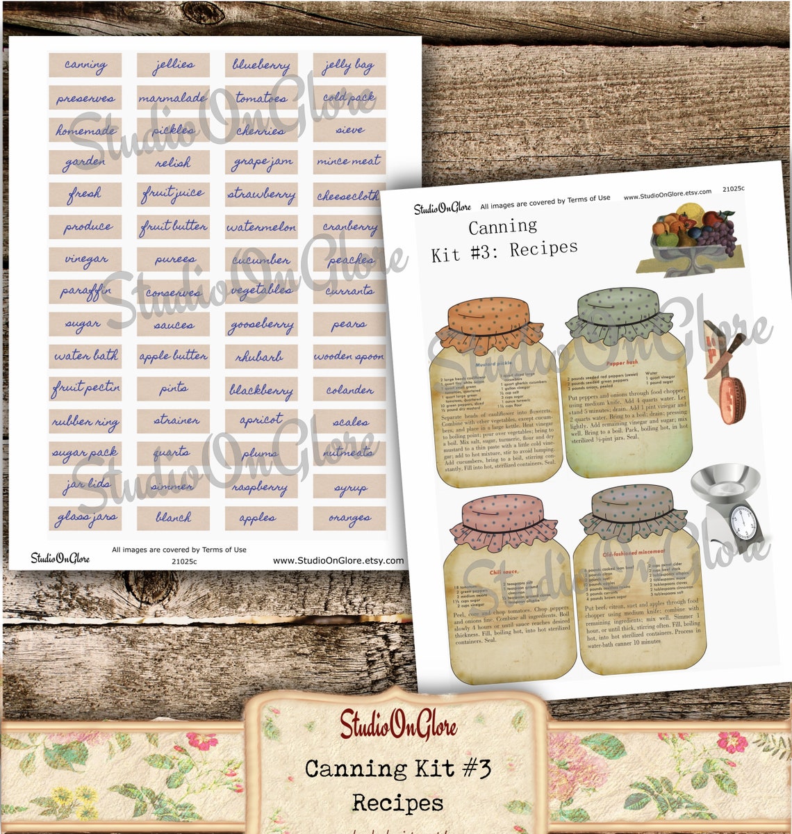 Canning Book Recipes, Tags, Words, Tuck Pocket, Clipart. Digital ...