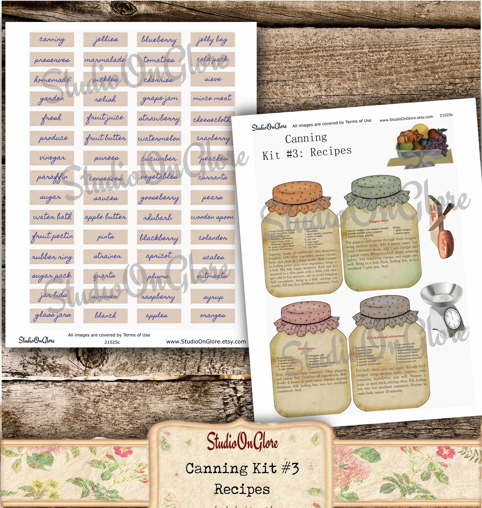 Canning Book Recipes, Tags, Words, Tuck Pocket, Clipart. Digital ...