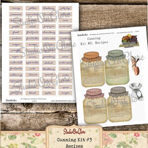 Canning Book Recipes, Tags, Words, Tuck Pocket, Clipart. Digital ...