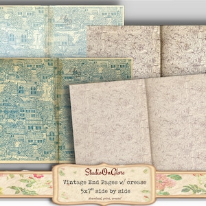 Paper Pack: Vintage Bookbinding Endpapers. 5x7" Side by Side Endpages ...