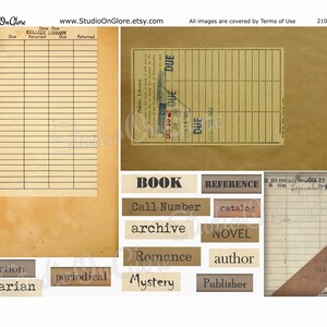 Antique Library Card Kit. Vintage Used & Blank Library Cards, Words ...