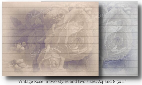 Vintage Rose Full-page Printable Stationery for Junk Journal | Etsy