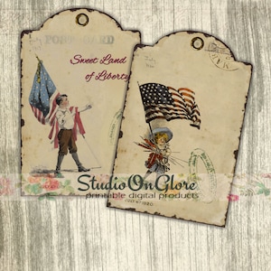 Printable Patriotic Package Hang Tags | 6 US Independence Day Gift Tags ...