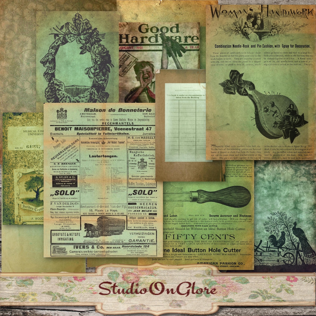 Vintage Patina Paper Ephemera: Printable Junk Journal Kit (digital ...