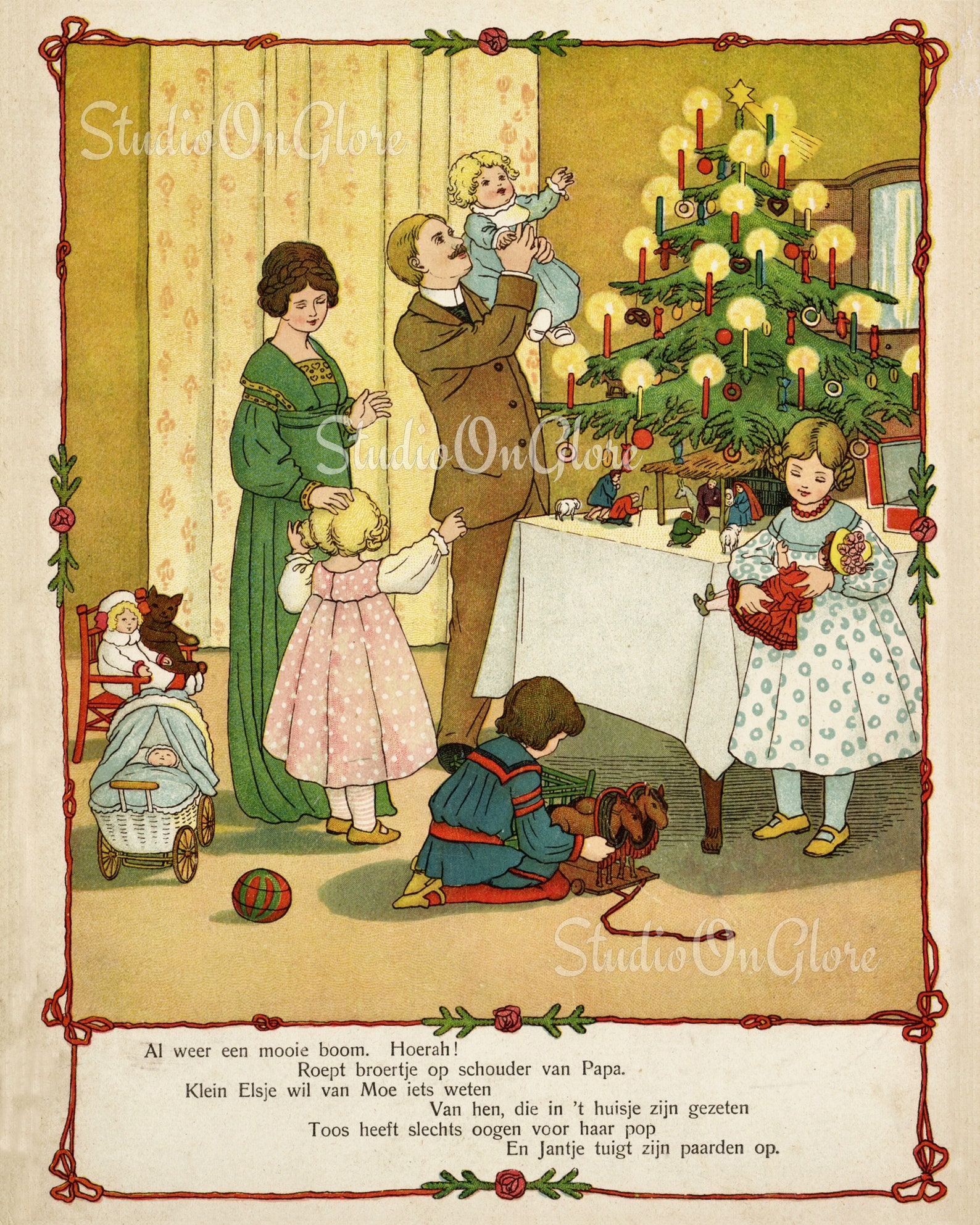 Antique Dutch Christmas Storybook Pages by Ebner - Seven 8x10" Pages ...