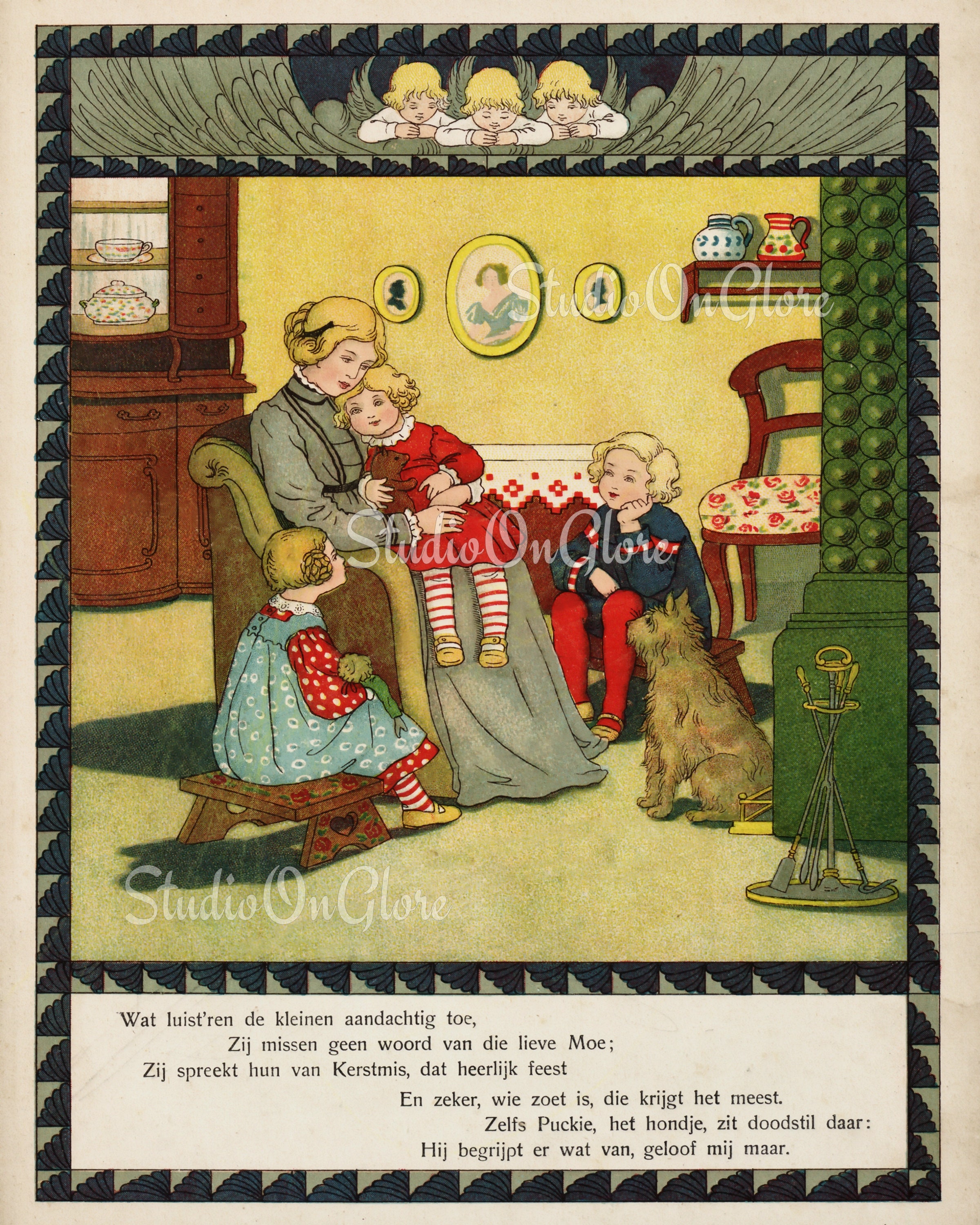 Antique Dutch Christmas Storybook Pages by Ebner - Seven 8x10" Pages ...