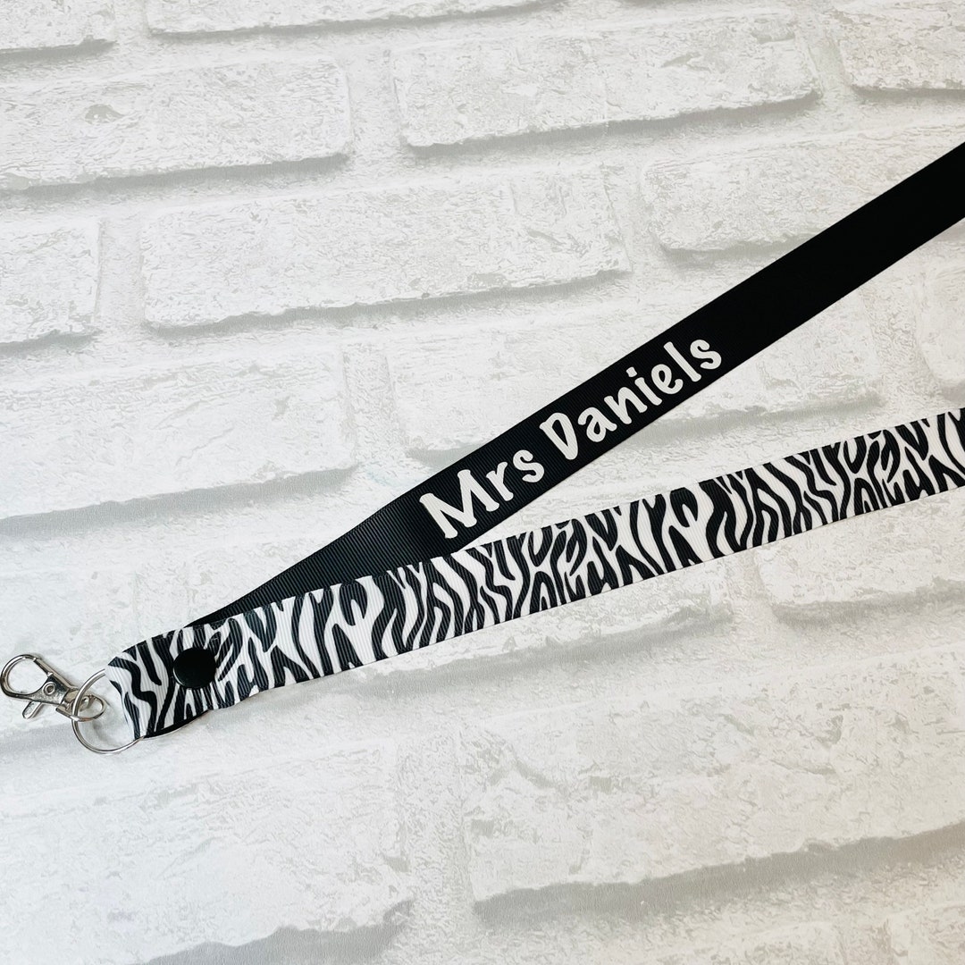 Zebra Print Personalised Lanyard - Teacher Lanyard, Custom School ...