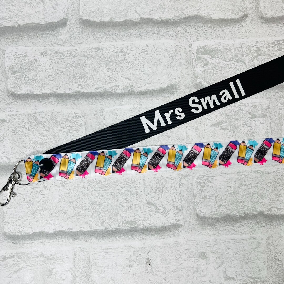 Funky Pencil Personalised Lanyard - Teacher Lanyard, Custom School ...